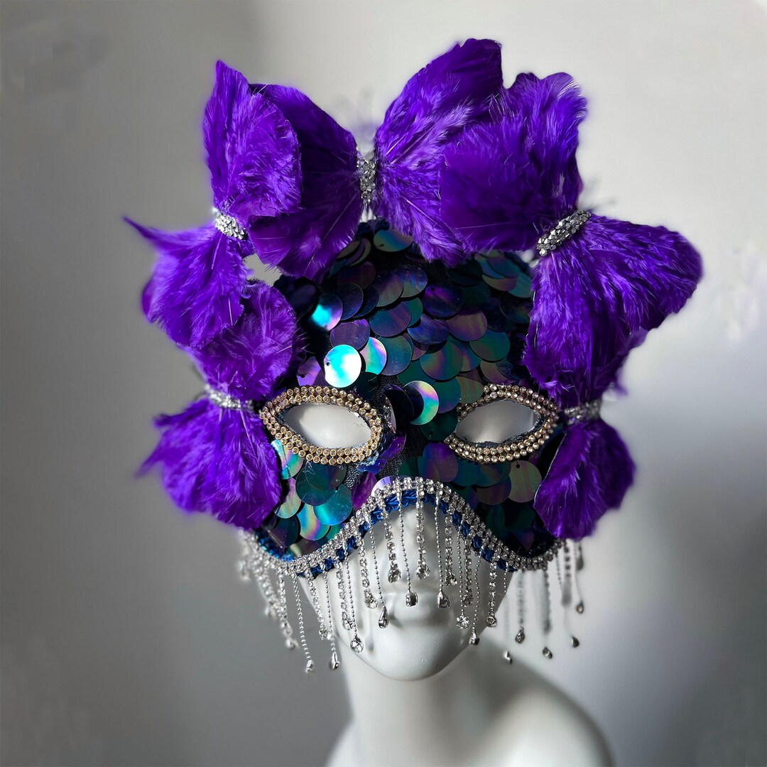 Purple Masquerade Halloween Party Masks Butterfly Feather - Etsy