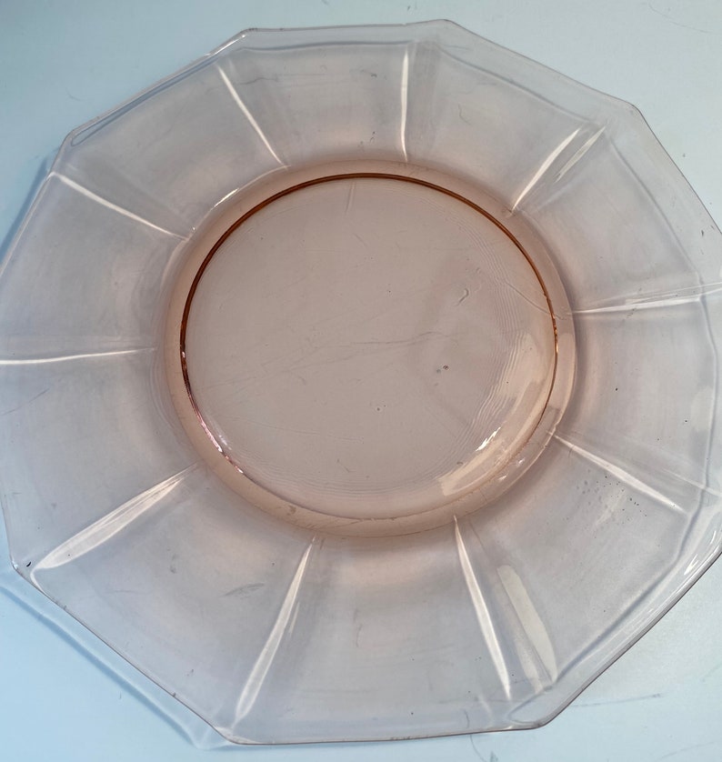 Pink Depression Glass Plates, Set of 4, Decagon Shape - Etsy