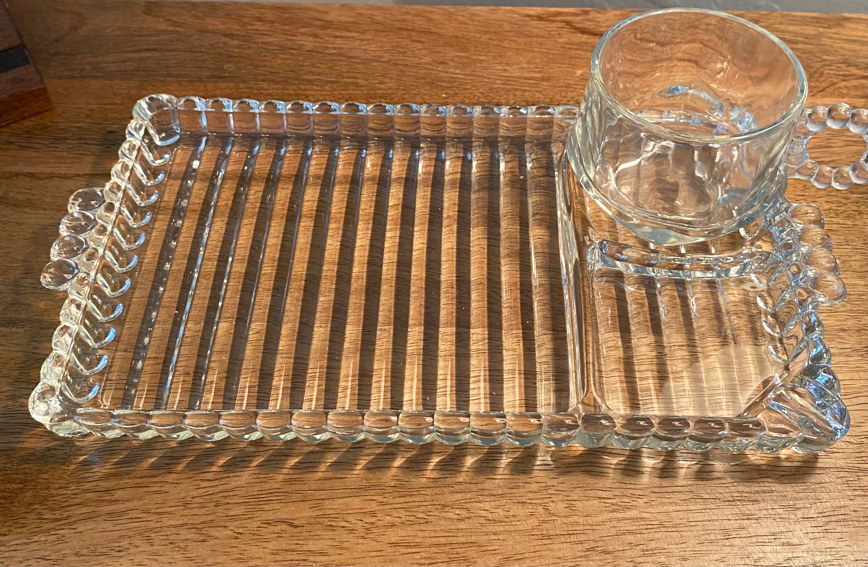 Hazel Atlas, Mid Century Modern Candlewick Snack Tray and Cup Set of 6 ...