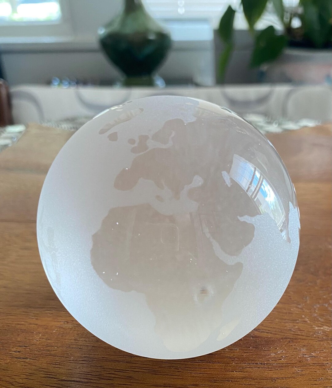 Vintage Etched Glass Earth Globe Paperweight - Etsy