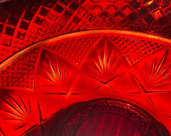 Vintage Rare Ruby Red Glass Large 11" Serving Dish Bowl - Etsy