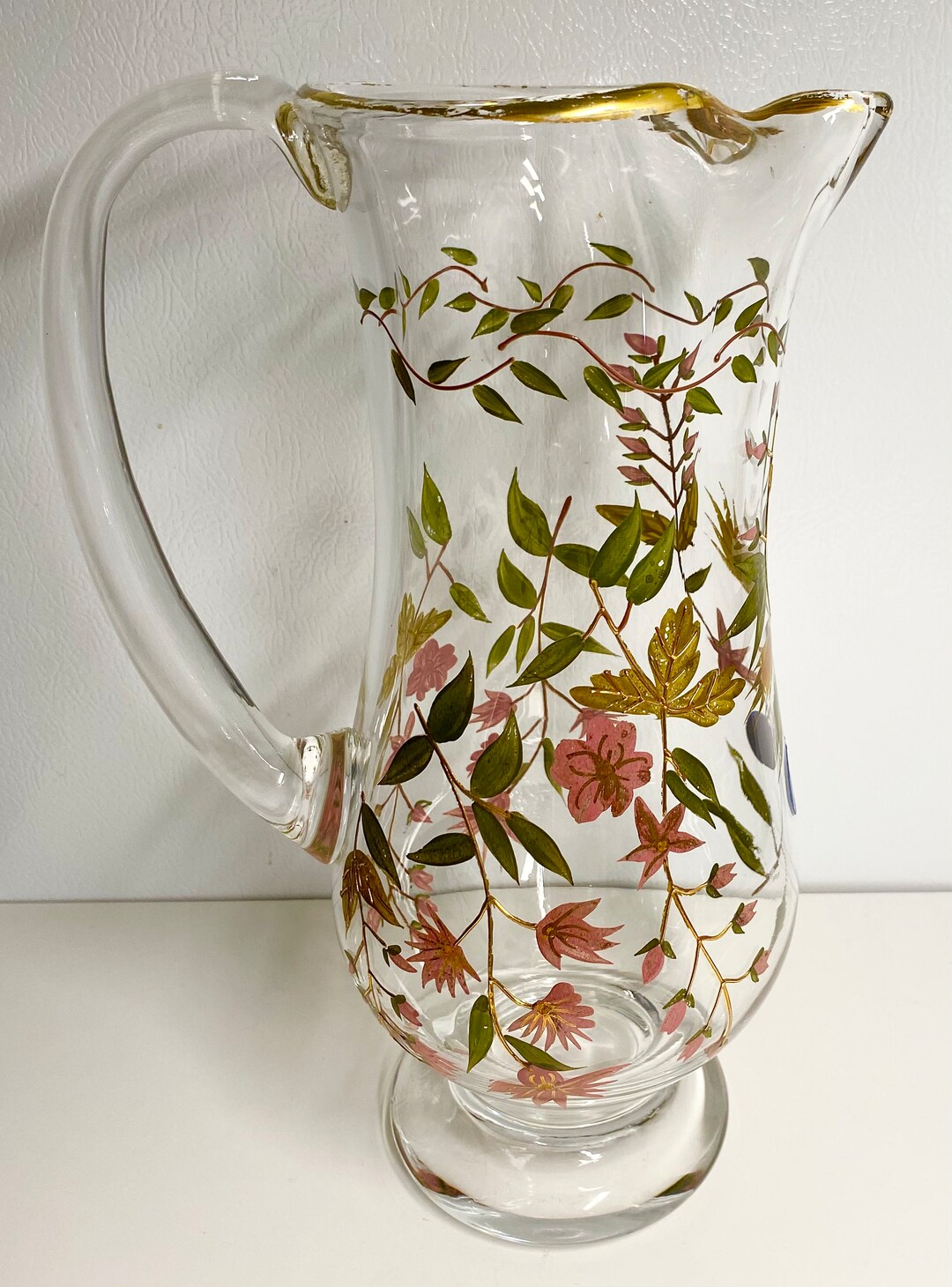 Amelia by Crystal Clear Industries Hand Painted Romania Glass Pitcher ...