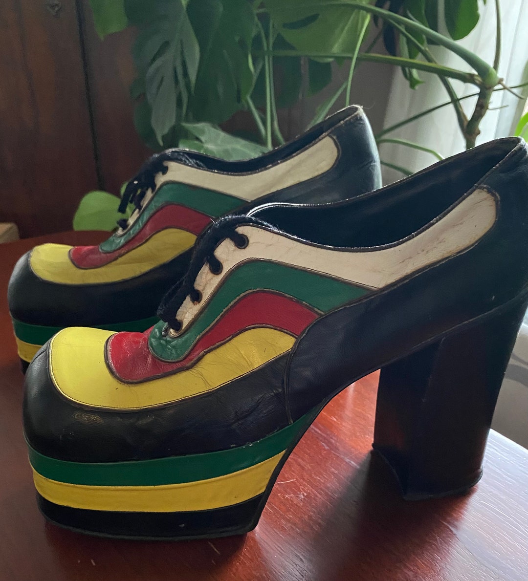 1970s Mens Platform Shoes. Creca Brand Handmade in Greece, Leather, - Etsy
