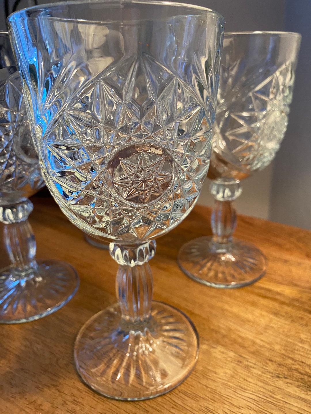 Libbey Glass, Hobstar Water Goblets, Set of 4 - Etsy