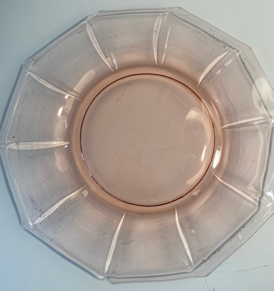 Pink Depression Glass Plates, Set of 4, Decagon Shape - Etsy
