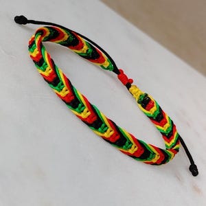 Rasta Braided Bracelet, Adjustable Cord Reggae Jewelry, Handmade Gift ...