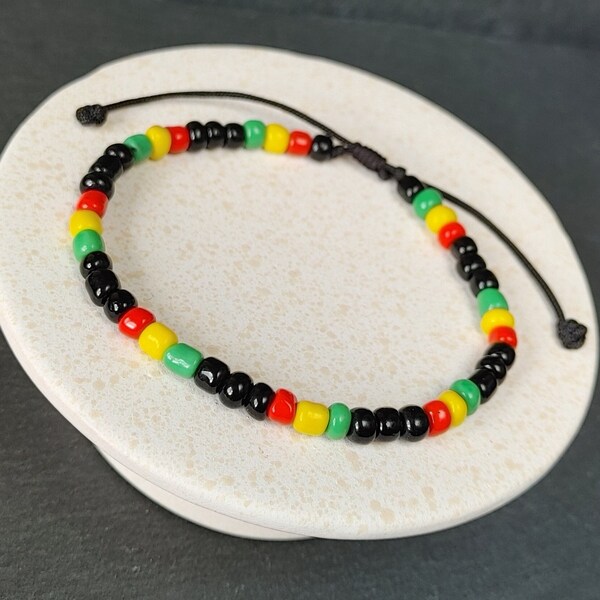 Rasta Bead Bracelet - Etsy