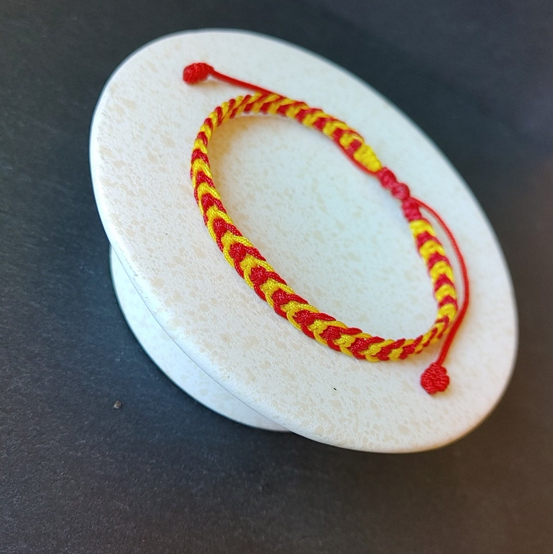 Braided Spanish Flag Bracelet, Red and Yellow Rope Bracelet, Adjustable ...
