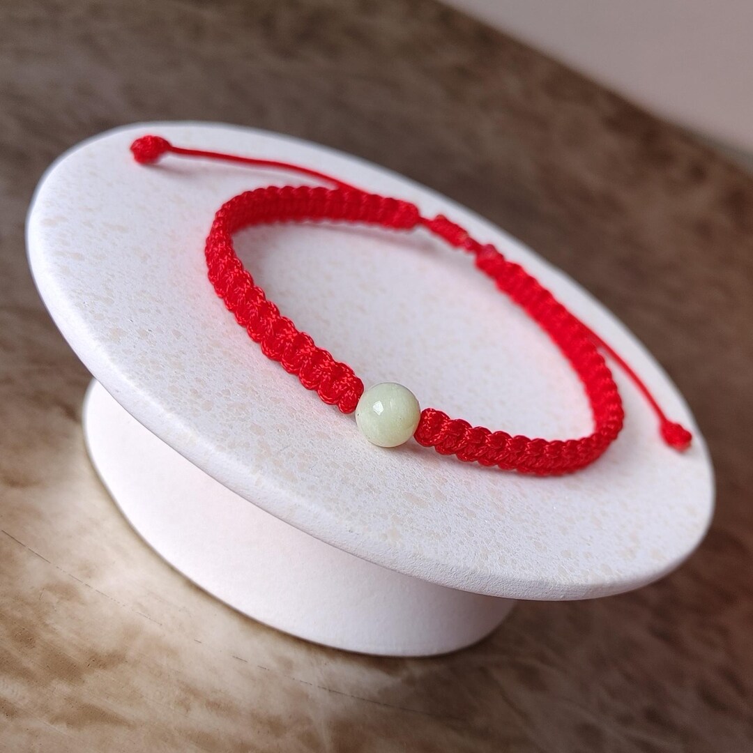 Red String & Jade Bracelet, Lucky Amulet for Protection, Healing ...