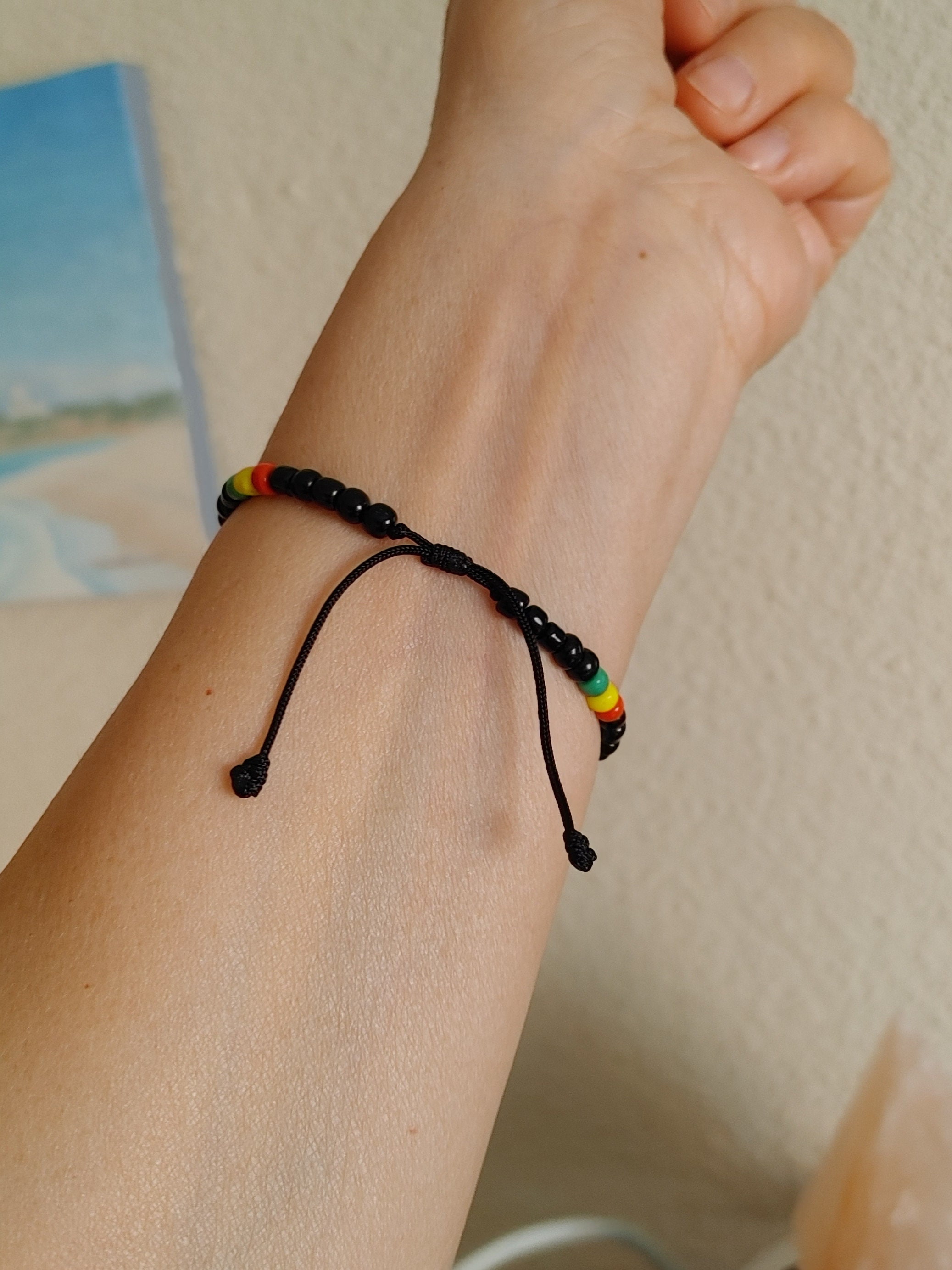 Rasta Bracelet, Jamaican Bob Marley Jewelry, Adjustable Cord Reggae Red ...