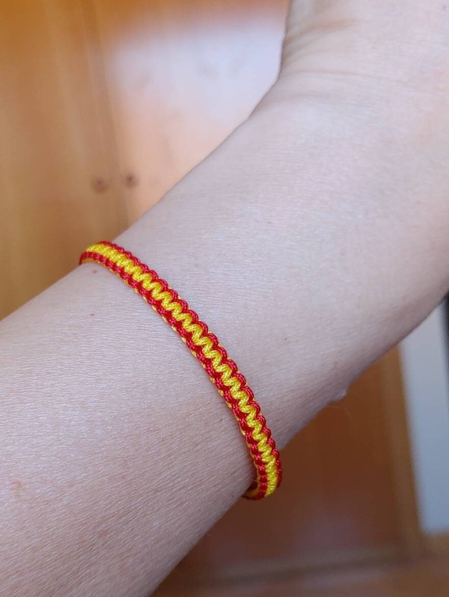 Spanish Flag Woven Bracelet, Red Yellow Adjustable String Bracelet ...