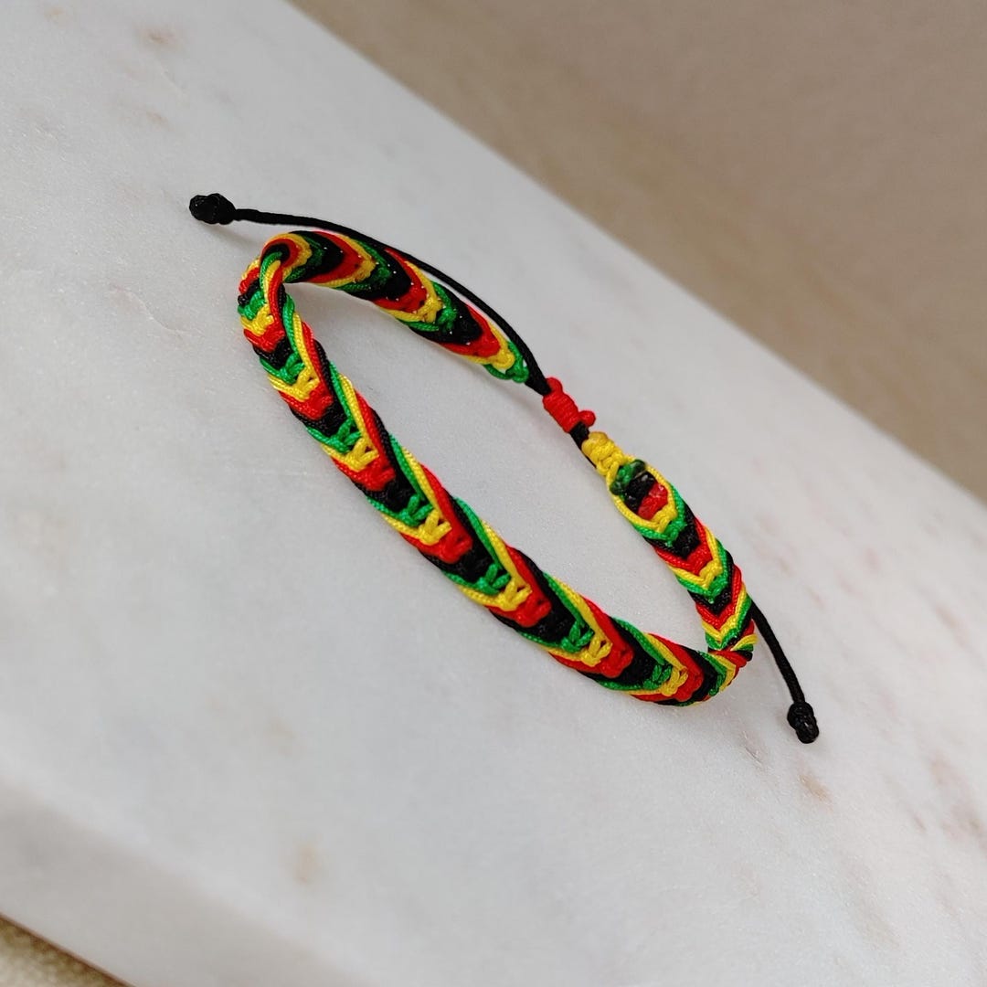 Rasta Braided Bracelet, Adjustable Cord Reggae Jewelry, Handmade Gift ...