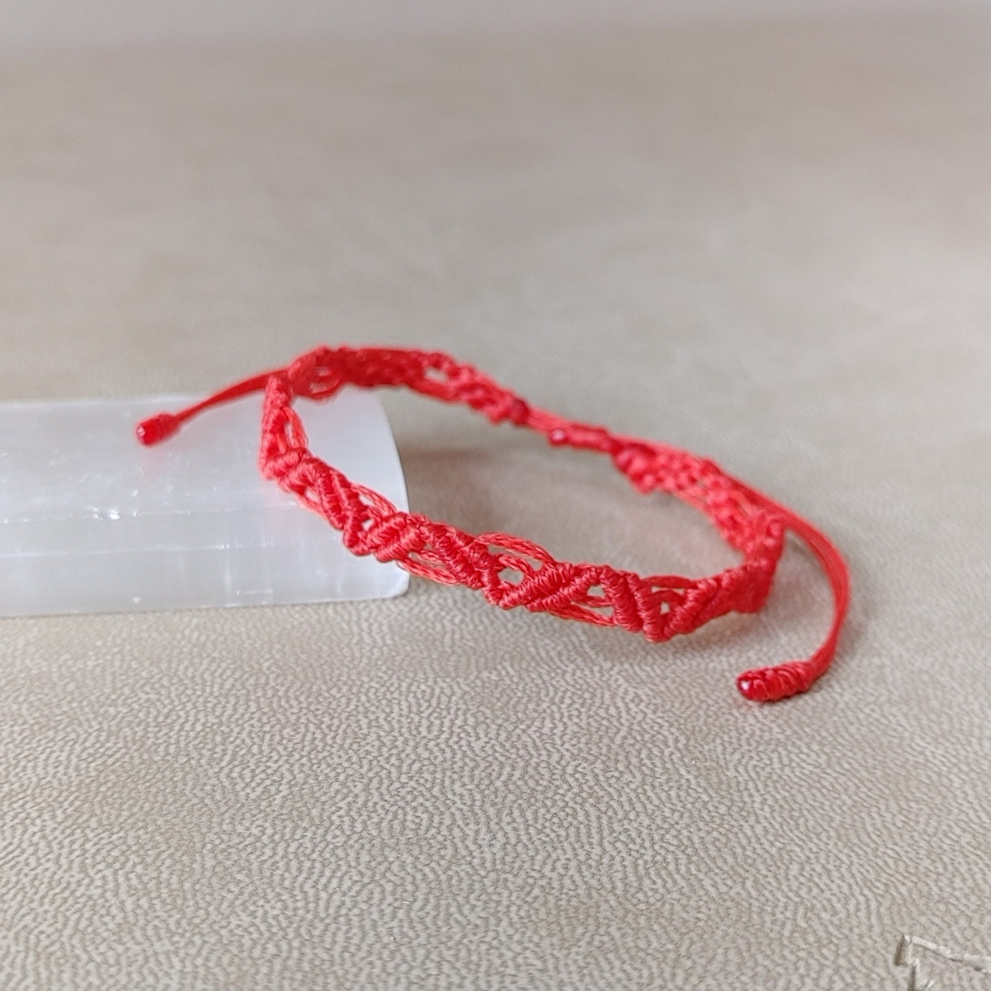 Red Macrame Bracelet Kabbalah Lucky Red String, Adjustable Cord Unisex ...