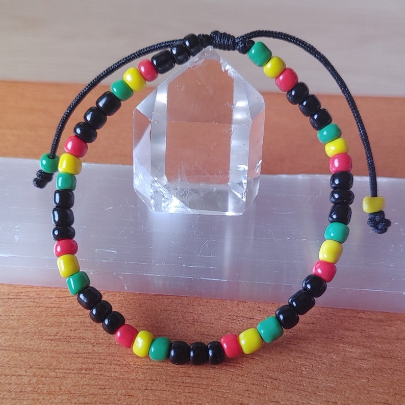 Rastafari Bracelet, Adjustable Jamaican Bob Marley Jewelry, Reggae Red ...
