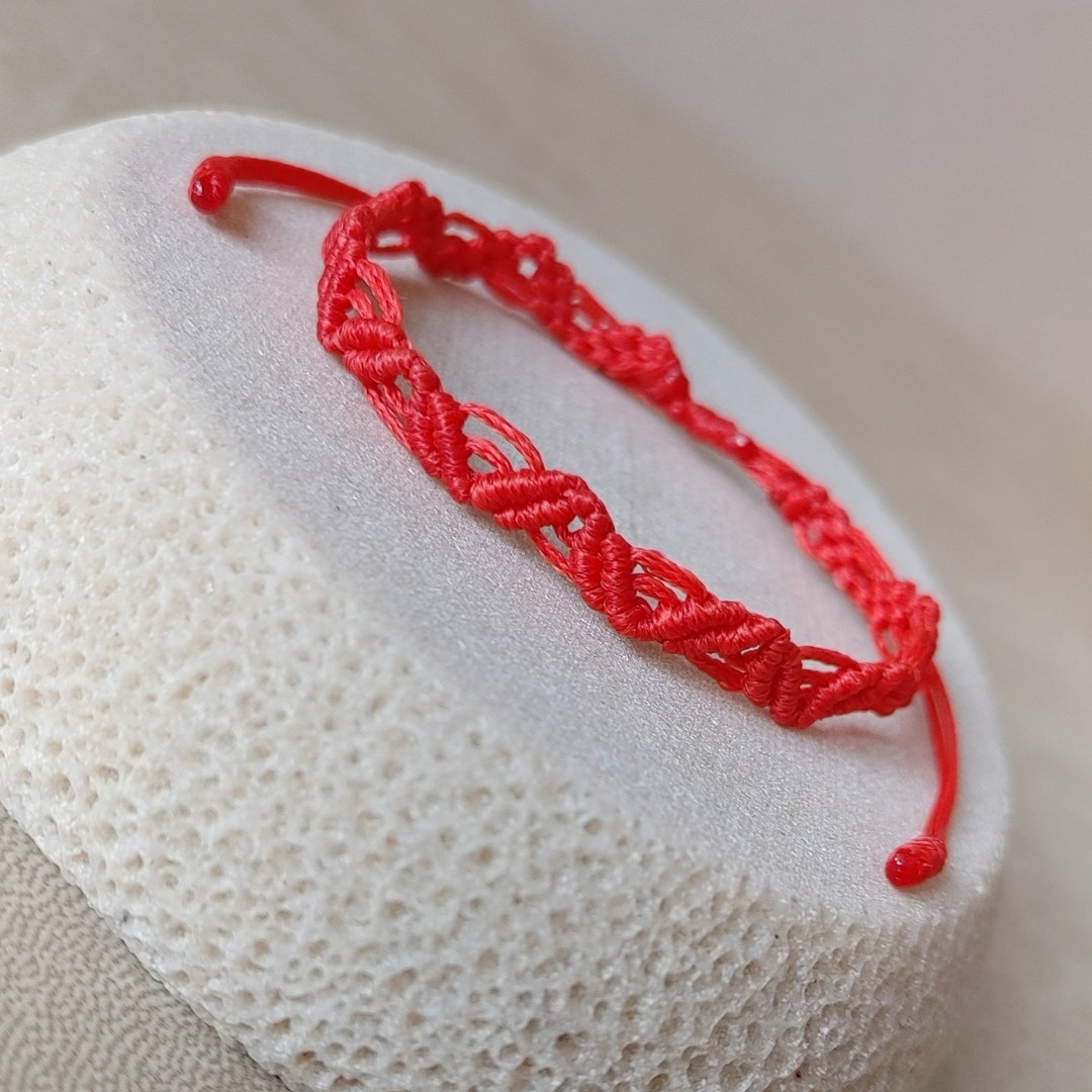 Red Macrame Bracelet Kabbalah Lucky Red String, Adjustable Cord Unisex ...