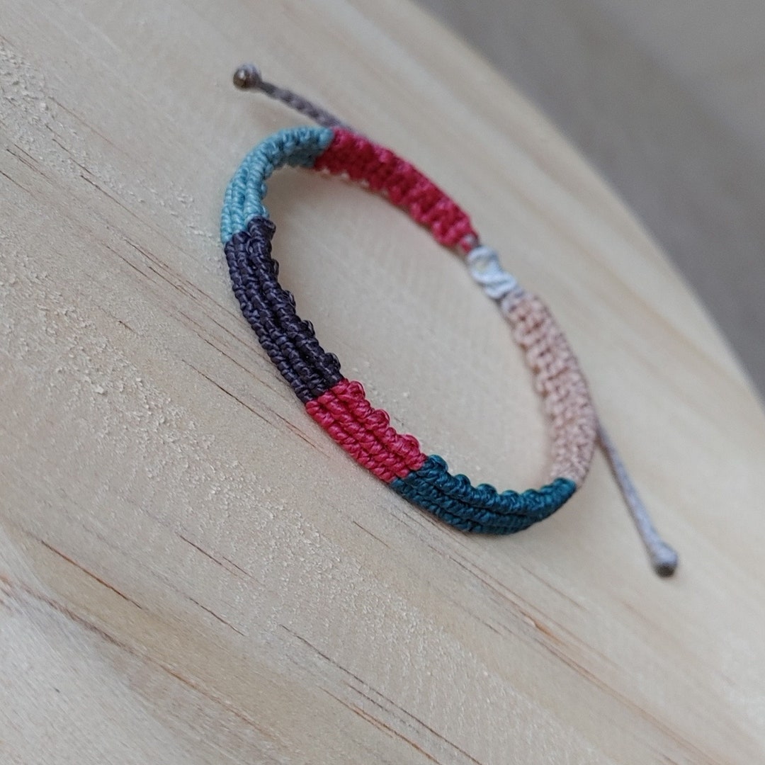 Hand-braided Bracelet, Woven Wax Thread Macrame Jewelry, Adjustable ...