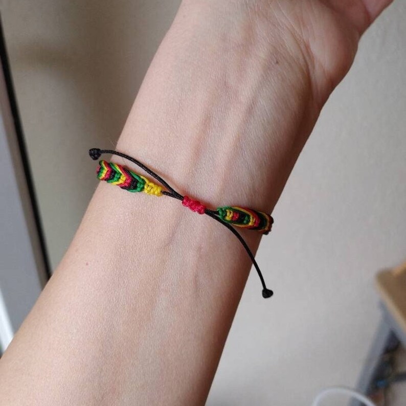 Rasta Braided Bracelet, Adjustable Cord Reggae Jewelry, Handmade With ...