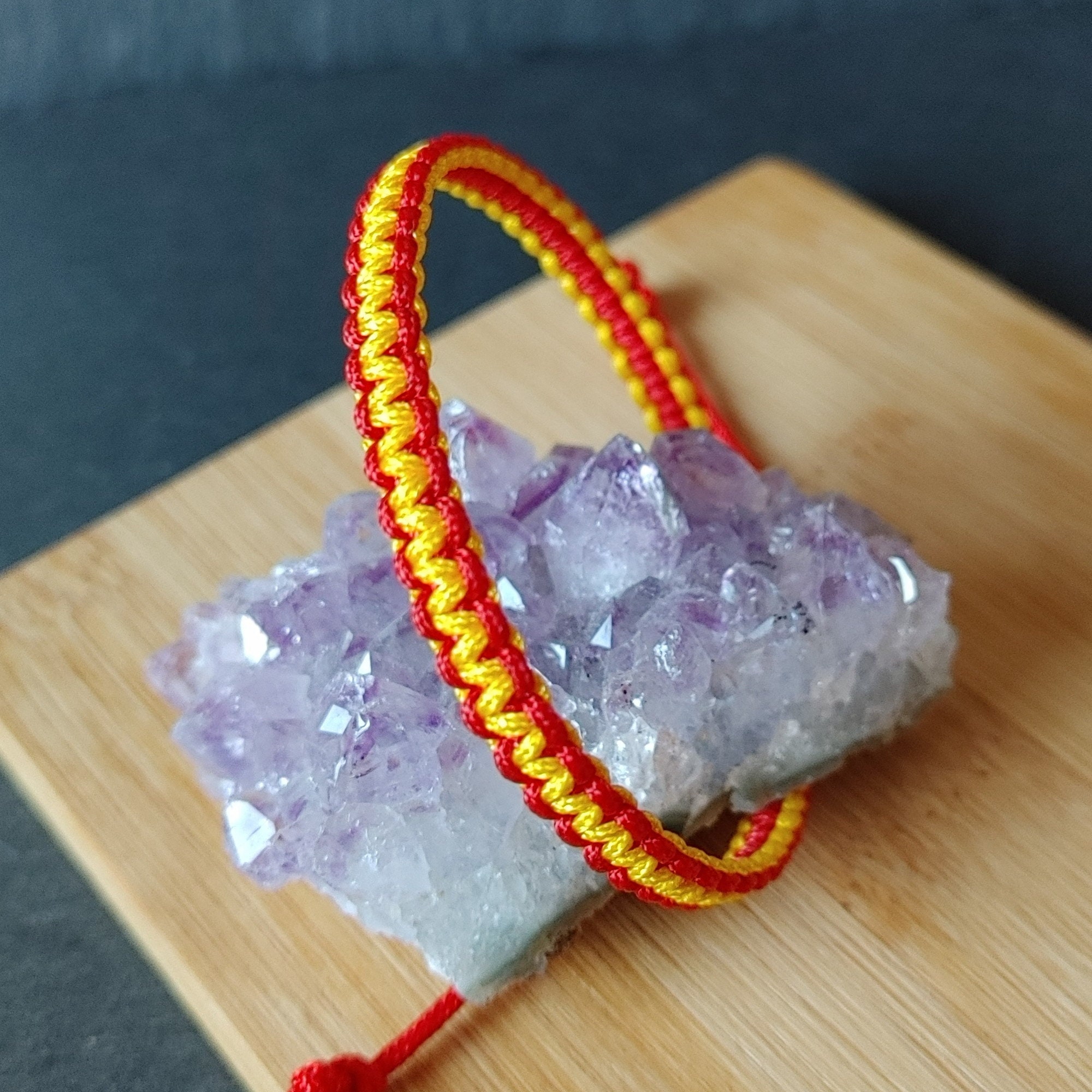 Braided Flag of Spain Bracelet, Adjustable Cord, Red and Yellow Thread ...