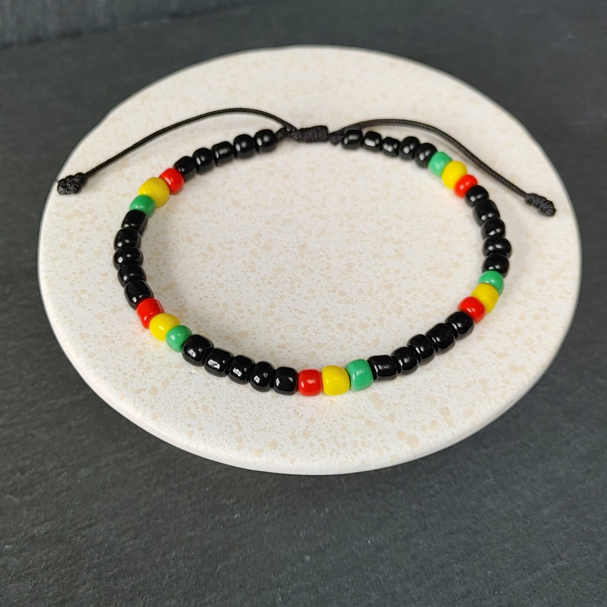 Rasta Bracelet, Jamaican Bob Marley Jewelry, Adjustable Cord Reggae Red ...
