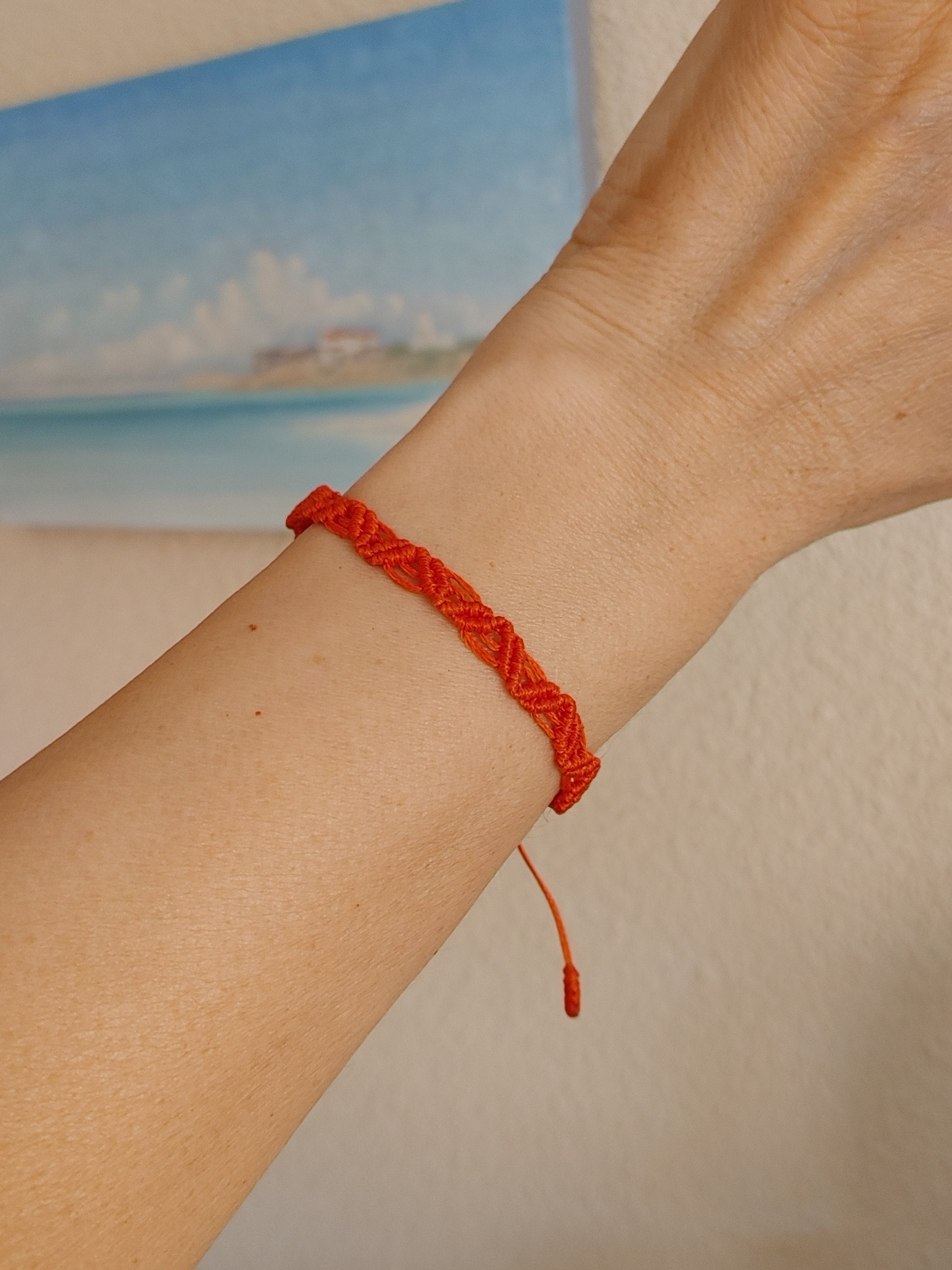 Red Macrame Bracelet Kabbalah Lucky Red String, Adjustable Cord Unisex ...