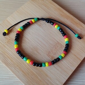 Rasta Bracelet, Adjustable Jamaica Bob Marley Style, Reggae Red Yellow ...