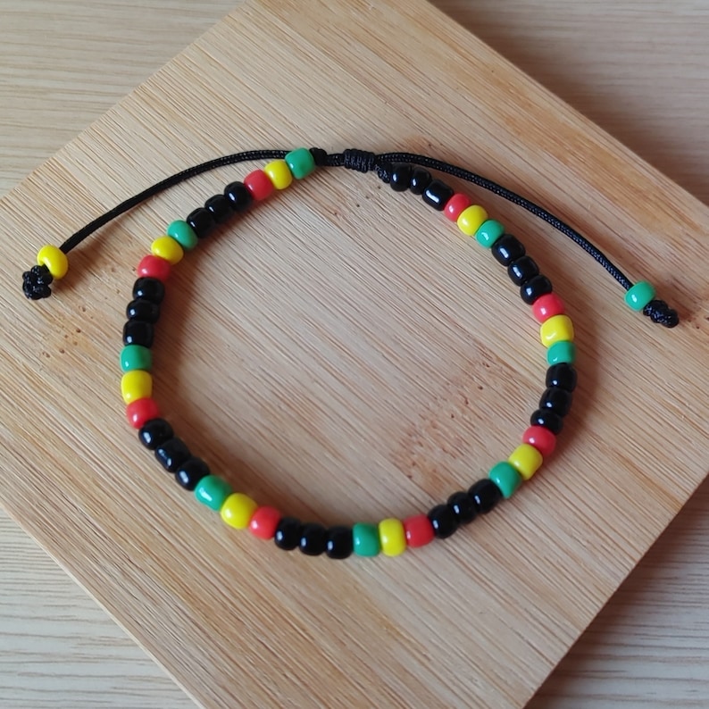 Rastafari Bracelet, Adjustable Jamaican Bob Marley Jewelry, Reggae Red ...