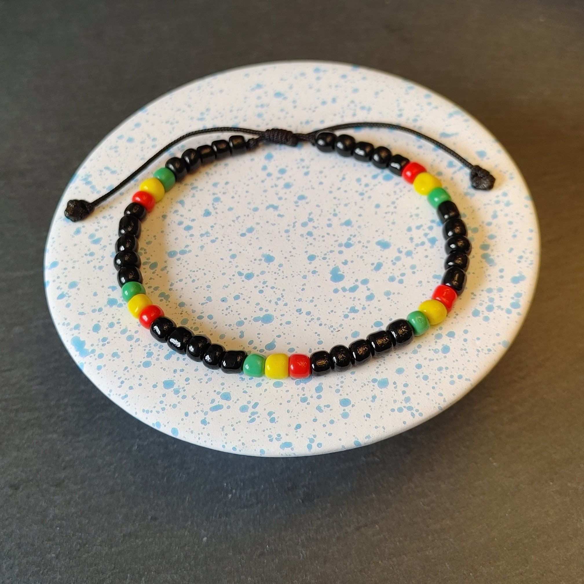 Rasta Bracelet, Jamaican Bob Marley Jewelry, Adjustable Cord Reggae Red ...