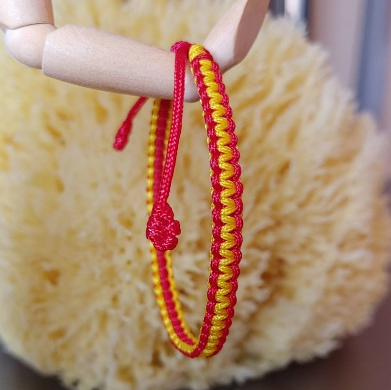 Spanish Flag Woven Bracelet, Red Yellow Adjustable String Bracelet ...