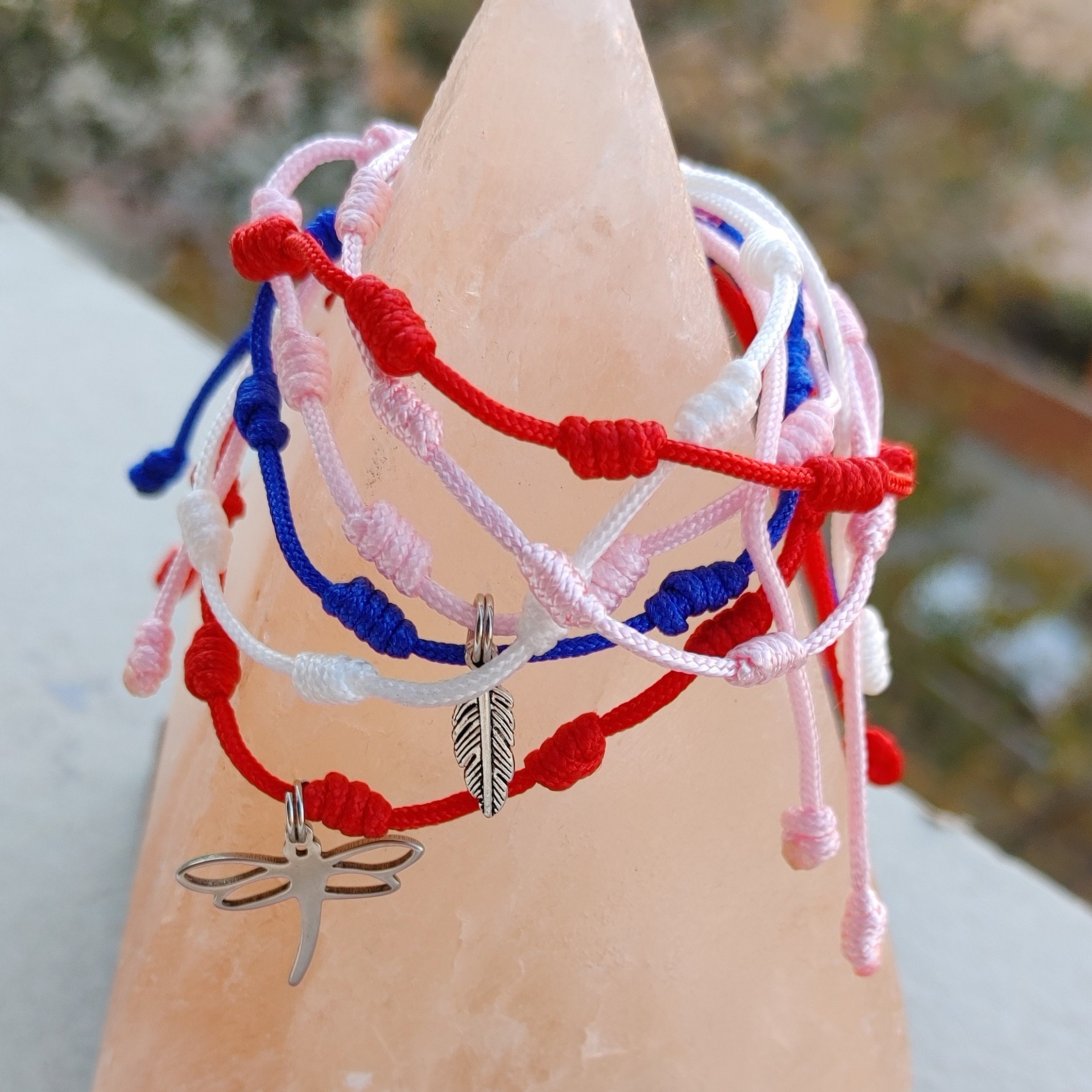 7 Knots Anklet, Navy Blue String Kabbalah Ankle Bracelet, Lucky Amulet ...