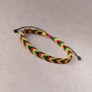 Rasta Braided Bracelet, Adjustable Cord Reggae Jewelry, Handmade Gift ...