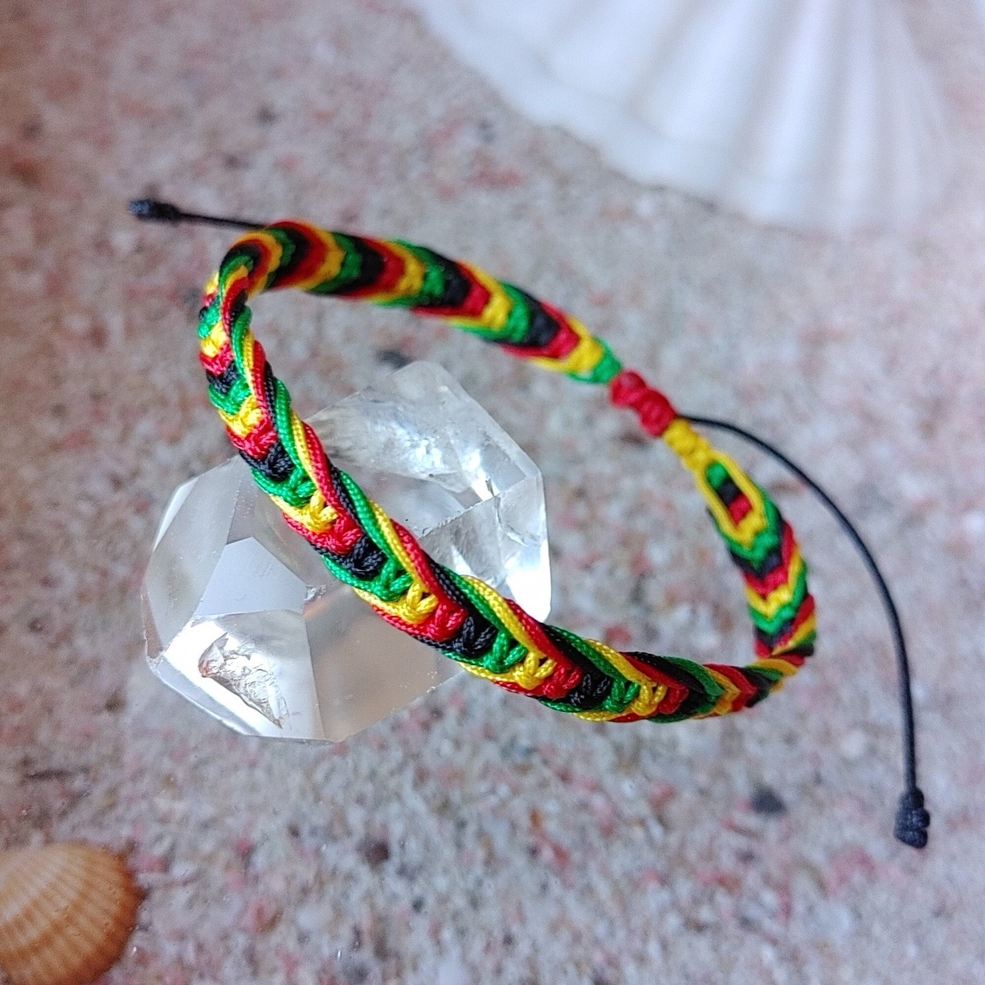 Rasta Braided Bracelet, Adjustable Cord Reggae Jewelry, Handmade With ...