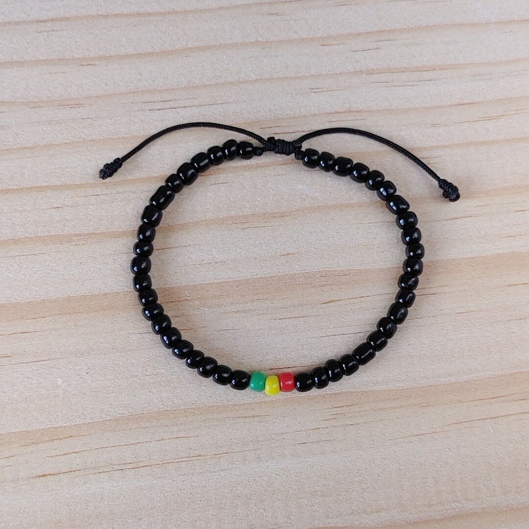 Rasta Seed Bead Bracelet, Adjustable Cord Jewelry, Bob Marley Red ...