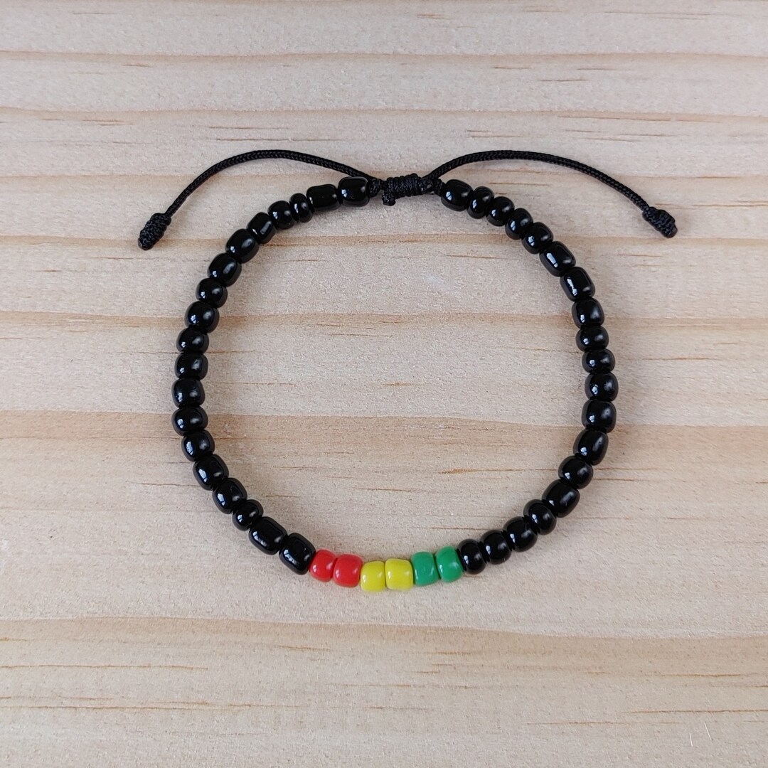 Rasta Bracelet, Adjustable Jamaican Bob Marley Jewelry, Reggae Red ...