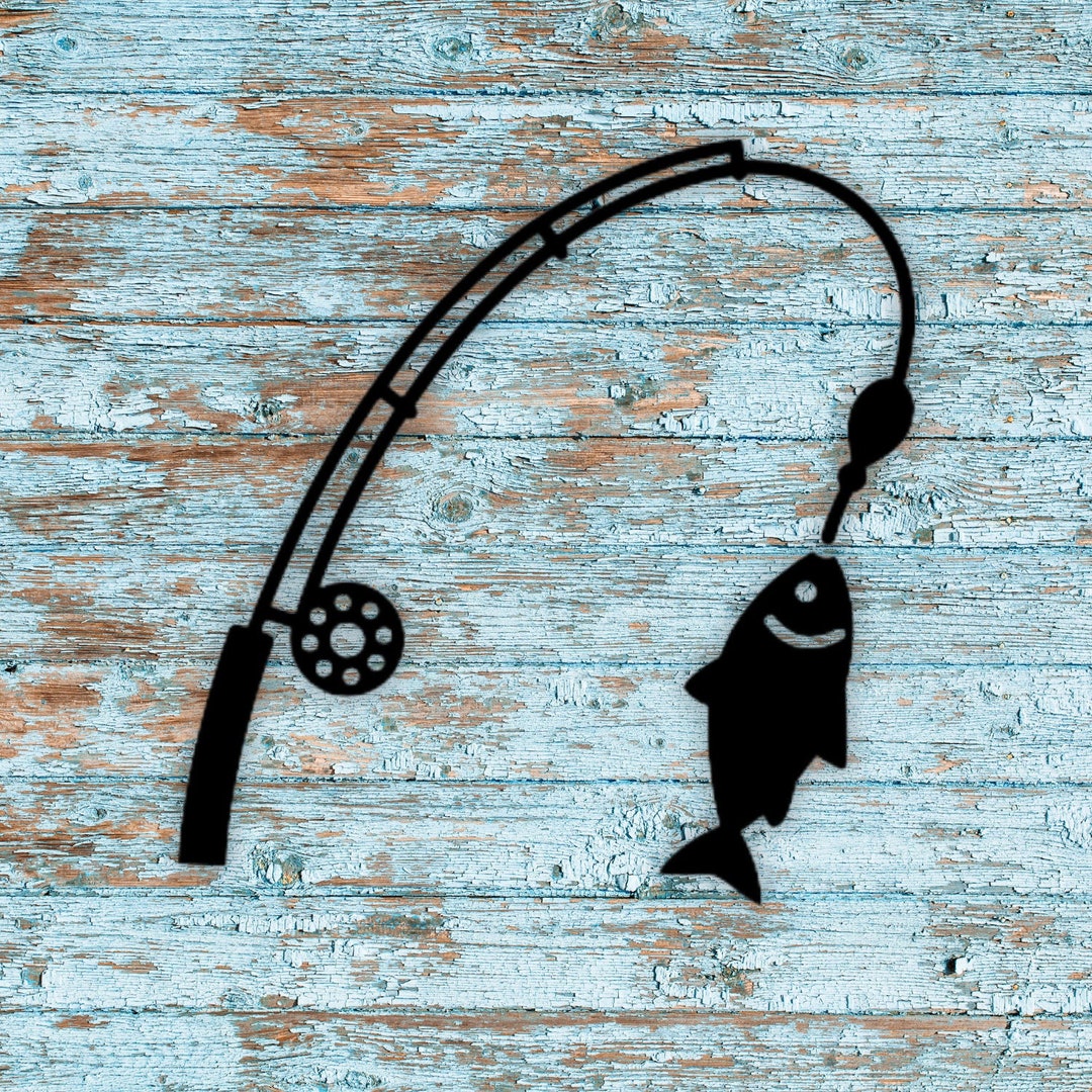 Fishing Rod and Fish Car Decal, Bottle Decal, Fishing Decal, Glass ...