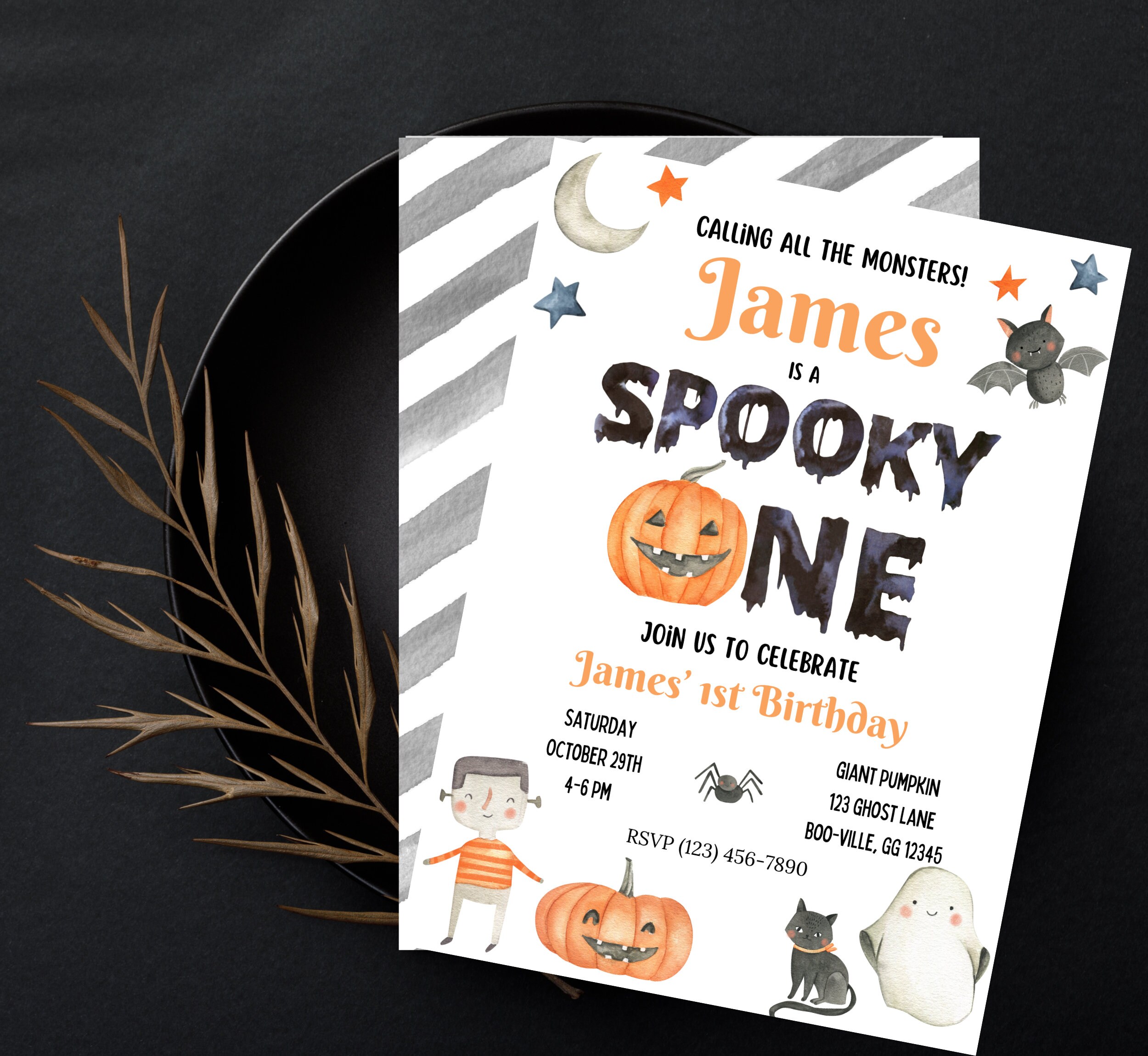 Spooky One Birthday Invitation, Halloween, Spooky, Cute - Etsy