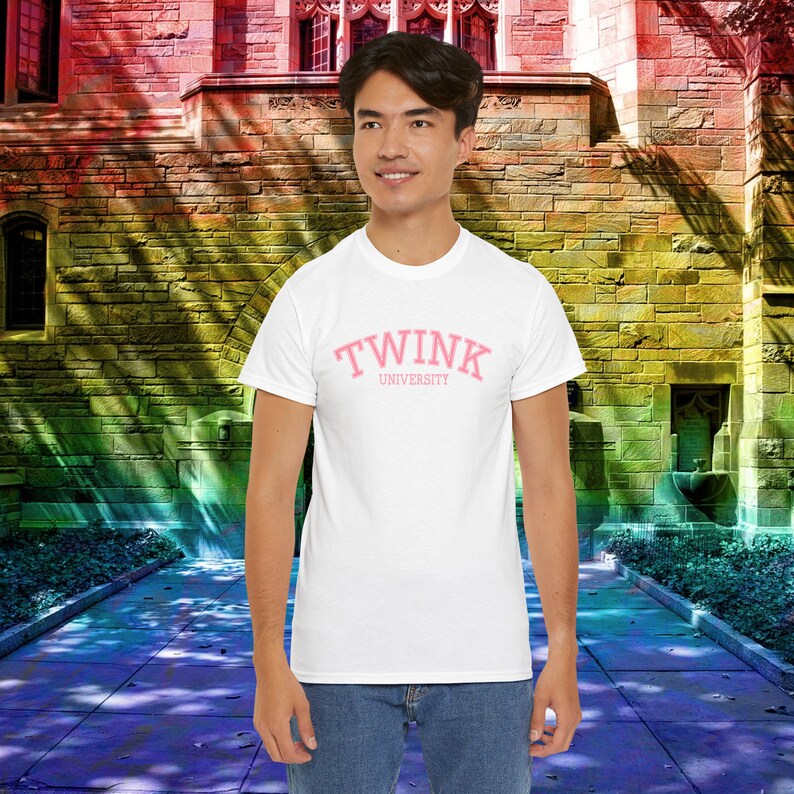 Twink University Tshirt Pink Blue White S 5xl Etsy