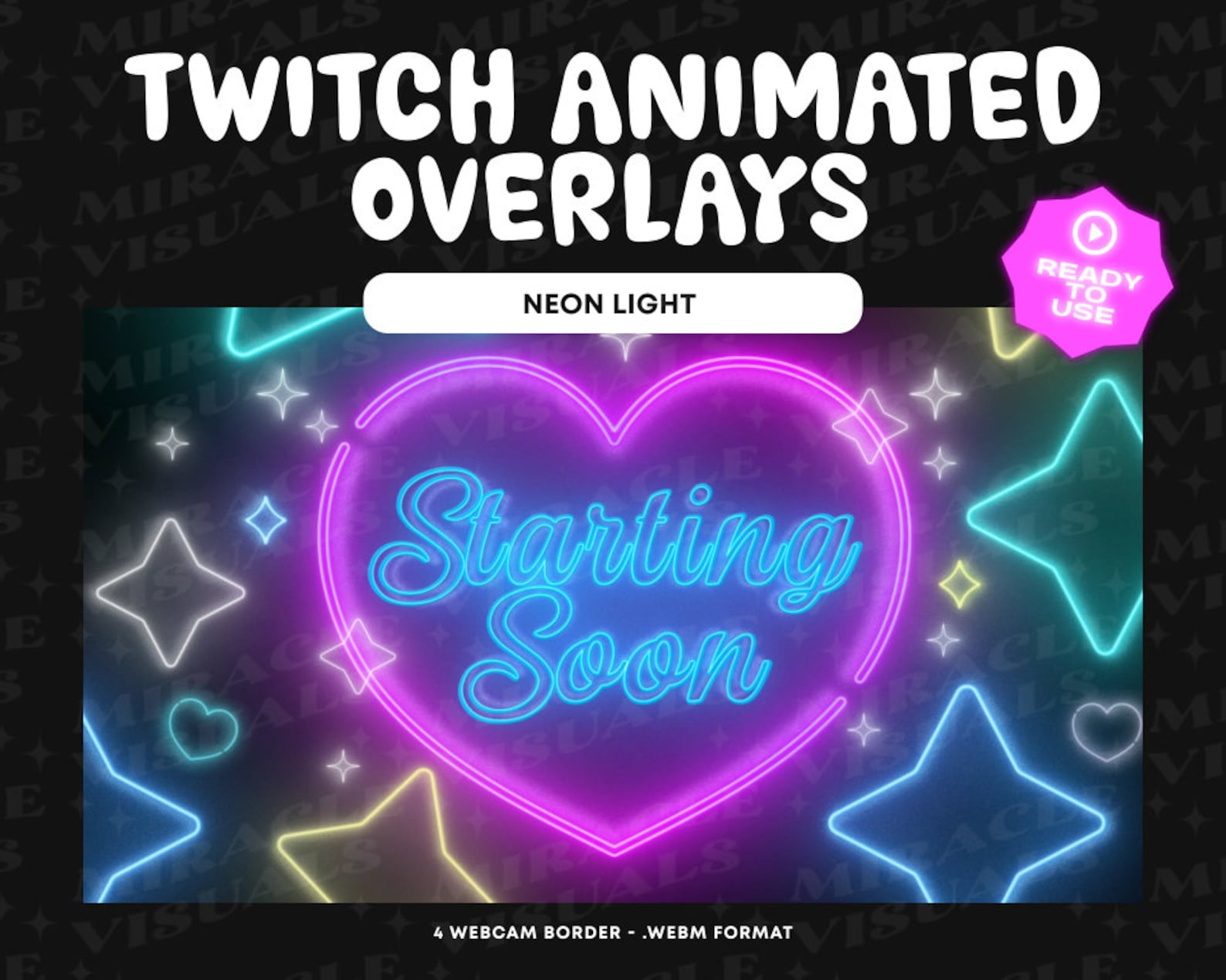 4 Neon Animated Twitch Overlay Screens / Neon / Be Right Back - Etsy