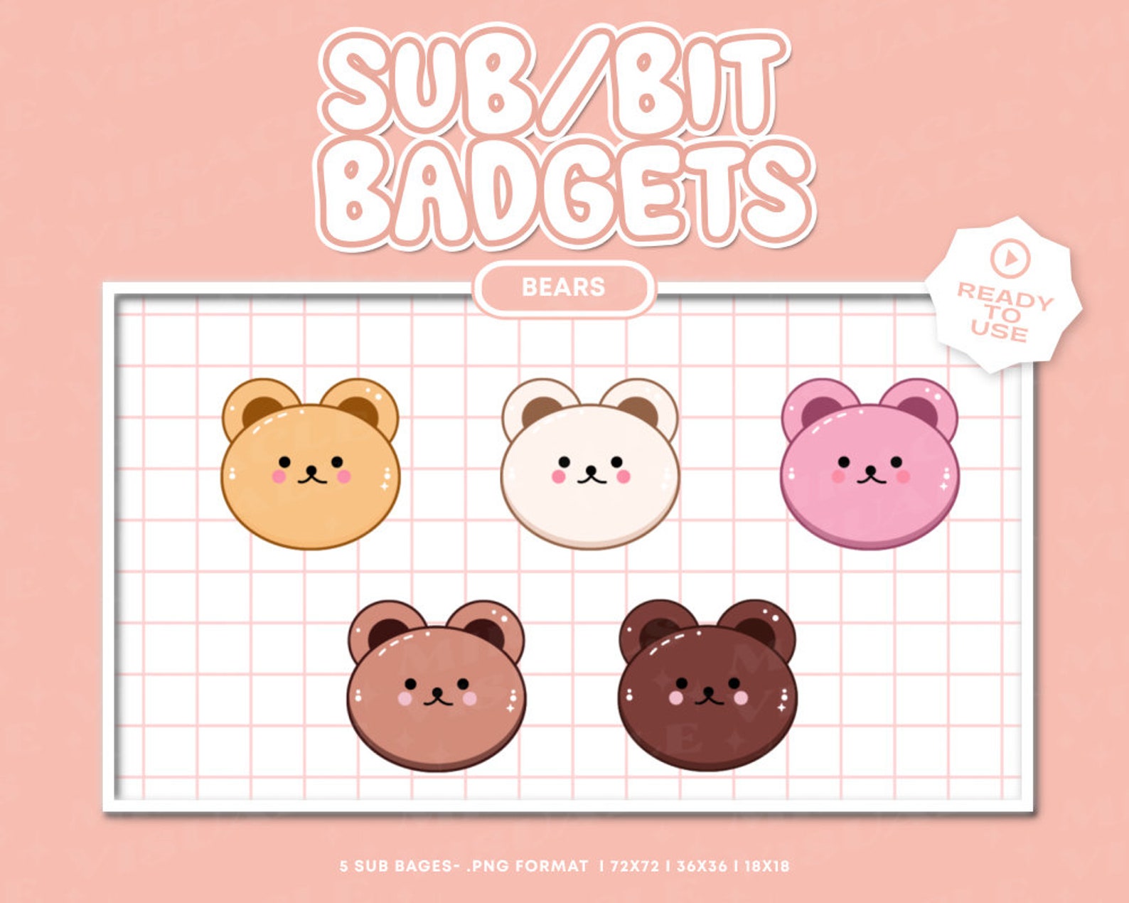 Twitch Sub Badge Flair / Bear Collection / Kawaii / Sweet/ Twitch/ Bear ...