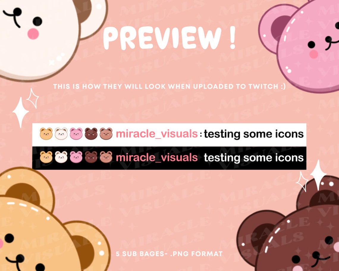 Twitch Sub Badge Flair / Bear Collection / Kawaii / Sweet/ Twitch/ Bear ...