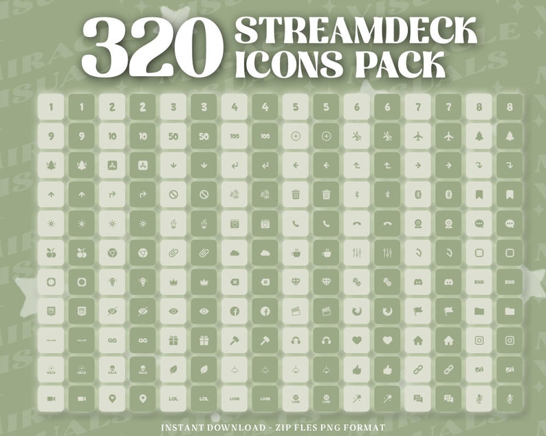 Sagegreen Streamdeck Icon Set | 320 Sagegreen Icon Pack for Elgato ...