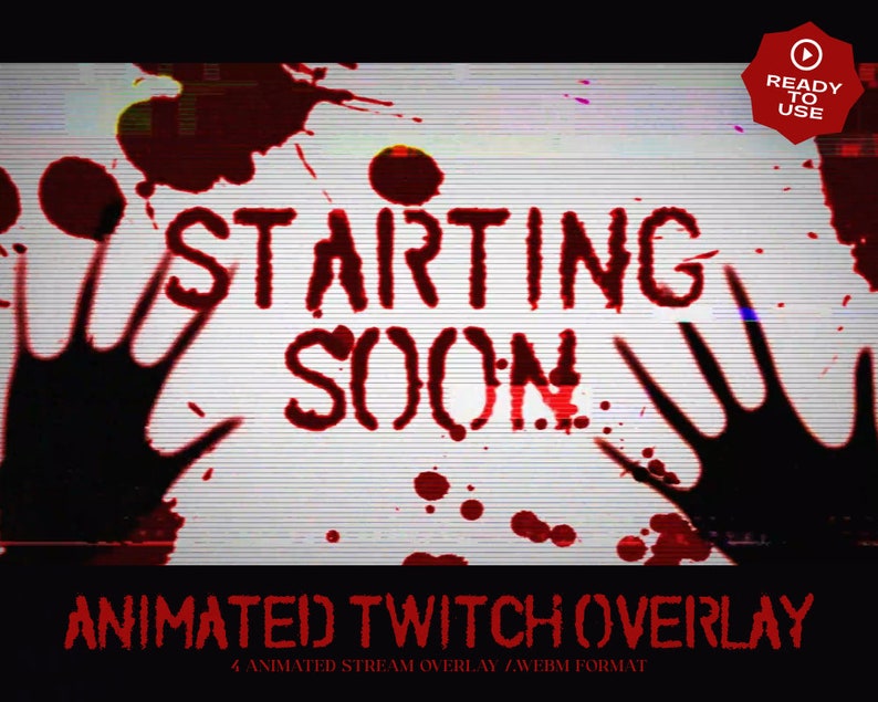 4 Animated Horror / Goth / Scary /bloody Screens for Twitch / Be Right ...