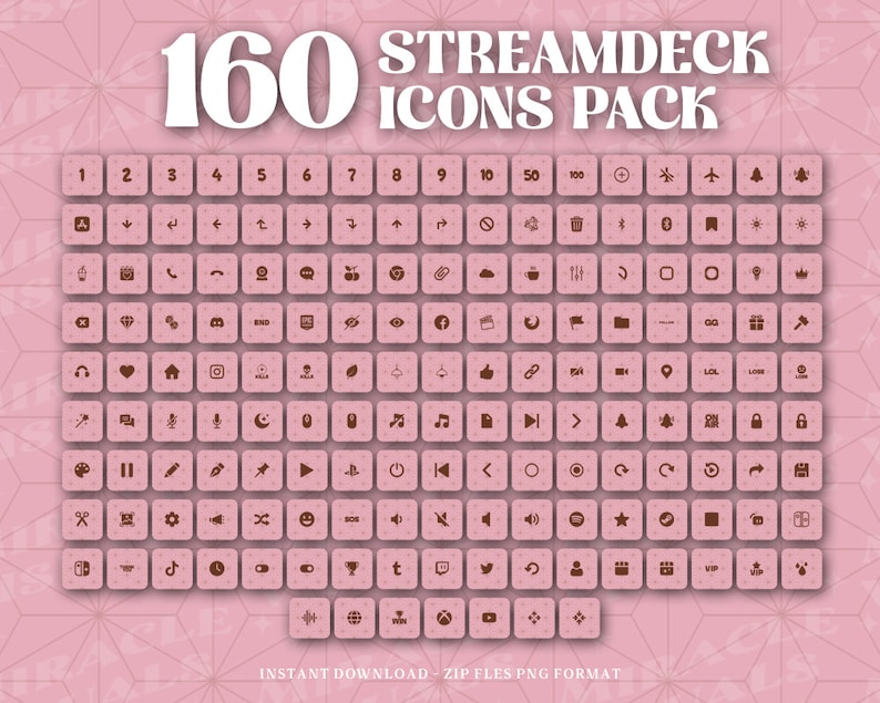 160 Pastelpink Streamdeck Icon Set 160 Pastelpink Icon Pack for Elgato ...