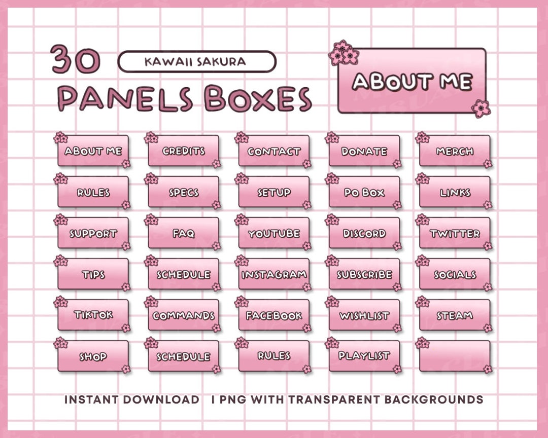 30 X Twitch Stream Kawaii Sakura Panels / Kawaii / Sakura/cherry ...