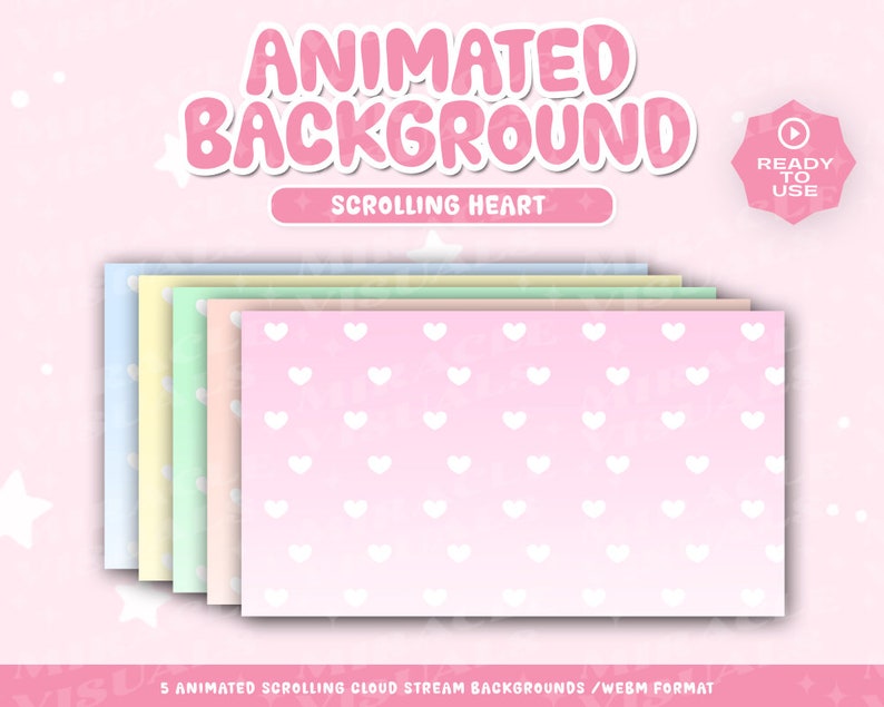 Heart Animated Stream Background /pastel Color / Kawaii /heart/love ...
