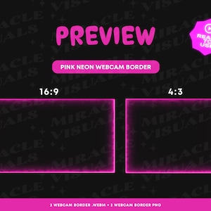 Animated Neon Pink Webcam Overlay / Twitch Stream Border / Webcam Frame ...