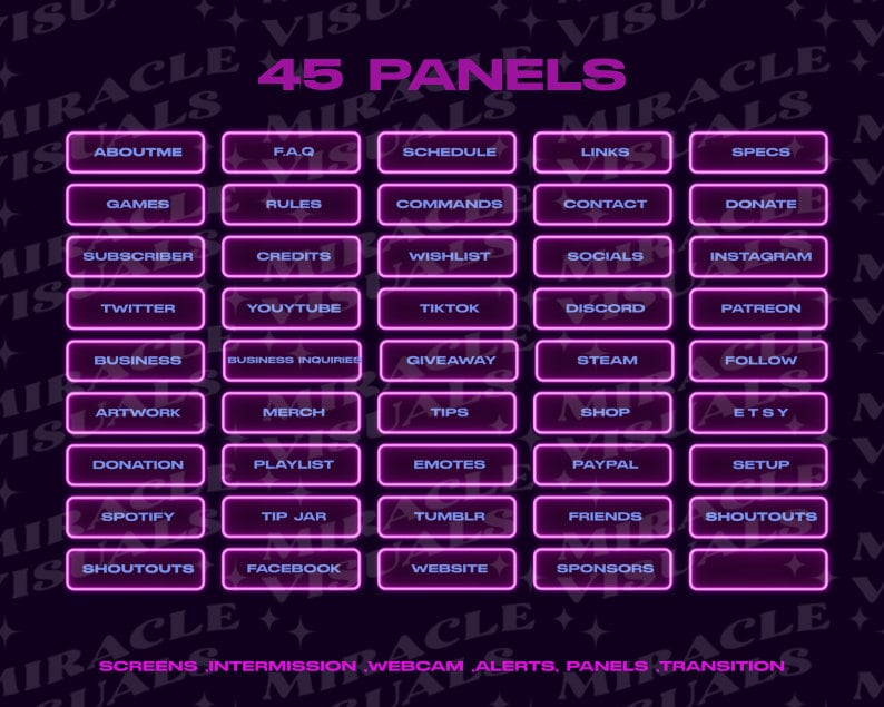 Animated Stream Package Neon Theme / Twitch Overlay / 4 X Animate ...
