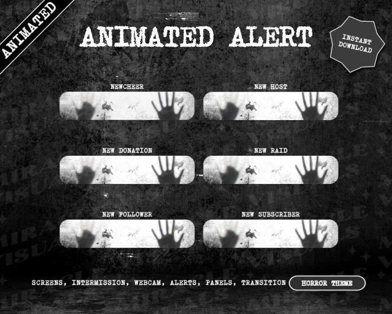 Animated Custom Twitch Package / Goth / Scary /bloody Screens for ...