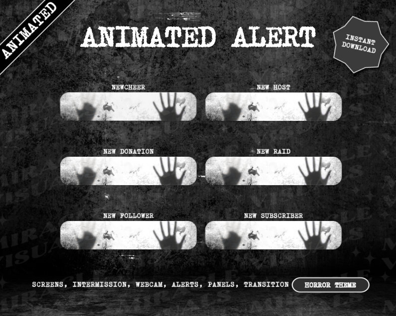 Animated Custom Twitch Package / Goth / Scary /bloody Screens for ...