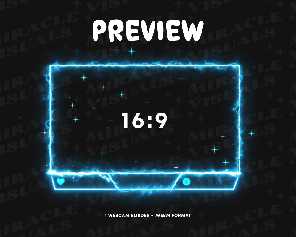 Animated Electric Blue Sparkle Star Webcam Overlay /16:9/ Neon ...