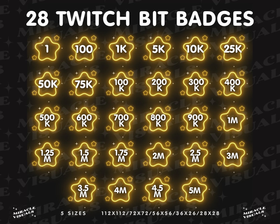 Neon Star Twitch Badge Set / Yellow / Star / Neon / Sub Badges / Cute ...